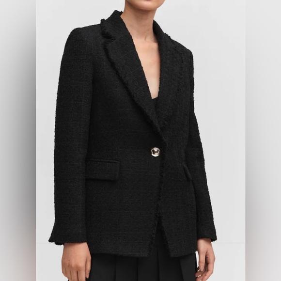 Mango | Jackets & Coats | Mango Tweed Blazer With Jewel Button Nwt ...